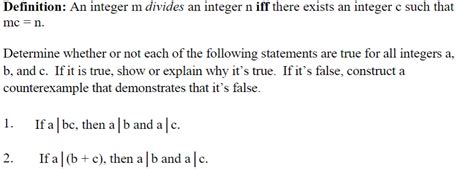 Solved Definition An Integer M Divides An Integer N Iff