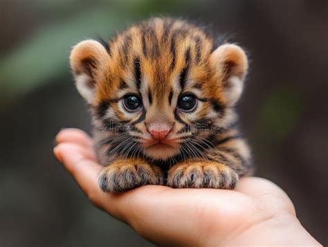 Tiny Elefant Cub On An Open Palm Appearing Cute And Delicate With Soft