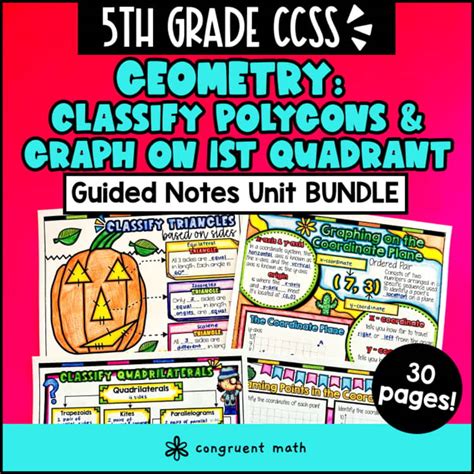 Coordinate Plane Graphing And Classify 2d Figures Guided Notes Geometry Unit