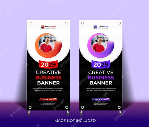 창의적인 기업 비즈니스를 위한 디스플레이 스탠드 배너 디자인 롤업 프리미엄 벡터