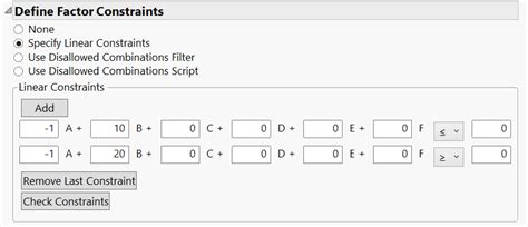 Solved Custom Doe With Linear Constraints Jmp User Community