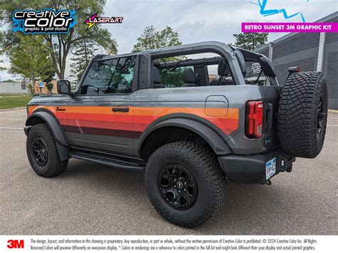Ford Bronco 4 Door 3m Vinyl Wrap Vintage Stripe Graphics Kit Blue