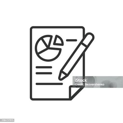그래프 분석 문서 선 디자인의 아이콘입니다 그래프 분석 문서 보고서 데이터 통계 흰색 배경 벡터에 차트 그래프 분석 문서 편집 가능한 획 아이콘 0명에 대한 스톡 벡터 아트