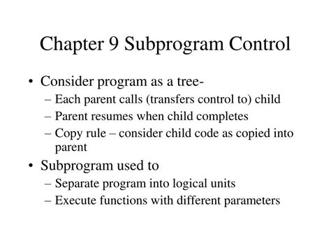 Ppt Chapter 9 Subprogram Control Powerpoint Presentation Free