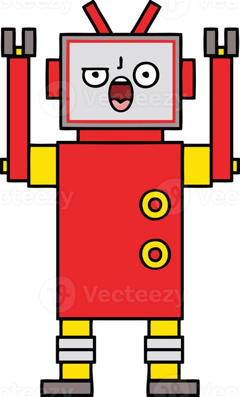 Cute Cartoon Of A Angry Robot 44921550 Png