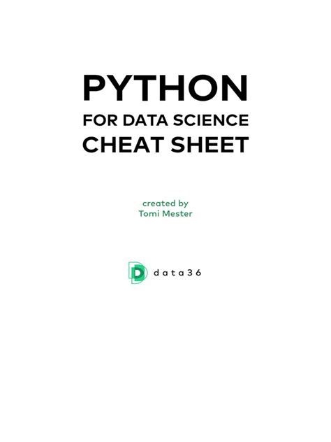 Python Cheat Sheet For Data Scientists By Tomi Mester 2019 Pdf Pdf