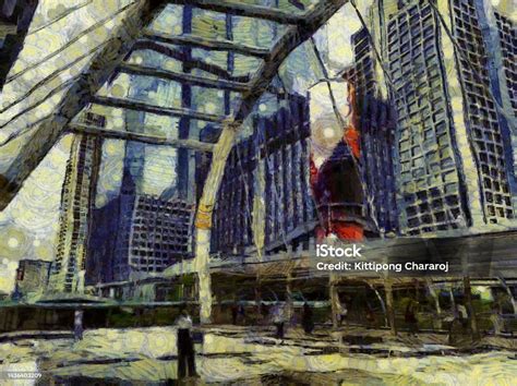 방콕과 그 사람들의 풍경 일러스트레이션은 인상주의 스타일의 그림을 만듭니다 거리에 대한 스톡 벡터 아트 및 기타 이미지 거리 건축 고층 건물 Istock