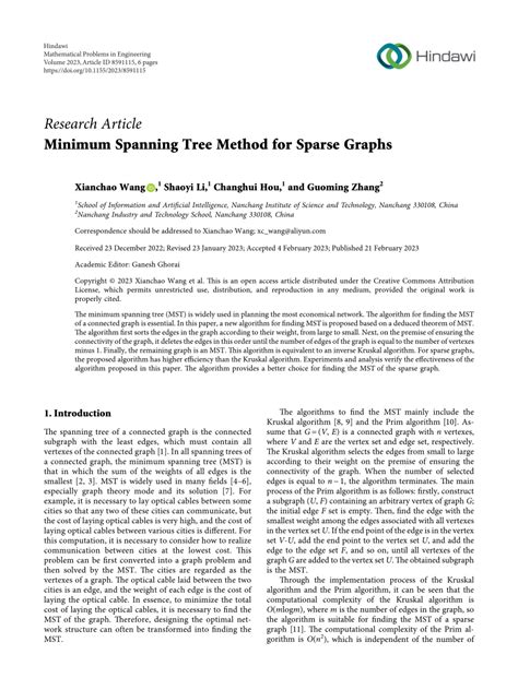 Pdf Minimum Spanning Tree Method For Sparse Graphs