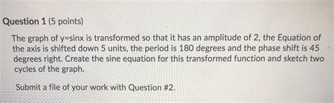 Solved Question 1 5 Points The Graph Of Ysinx Is