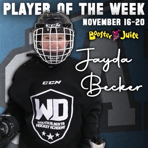 Jayda Becker Is Our Booster South Alberta Hockey Academy Facebook