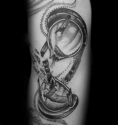 30 Broken Hourglass Tattoo Designs For Men Time Ink Ideas