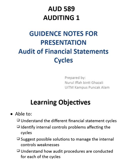 Topic 4 Guidance Notes Audit Of Financial Statement Cycles 2023