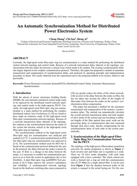 Pdf An Automatic Synchronization Method For Distributed Power Electronics System