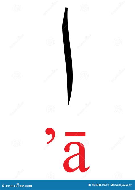 Arabic Letter ALIF With Latin Transliteration Stock Vector