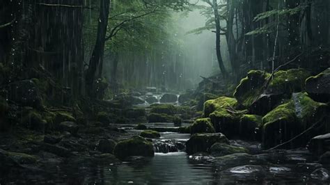 안개가 자욱한 소나무 숲의 폭우와 천둥은 잠을 잘 자고 긴장을 풀고 명상하는 데 도움이 됩니다 Youtube