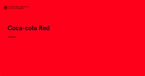 Coca Cola Red Color FE001A The Official Register Of Color Names