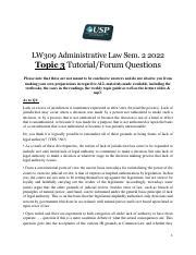 LW Topic Tutorial And Forum Questions Feedback Sem Pdf LW Administrative Law Sem