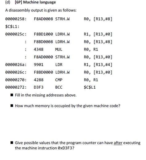 D 6p Machine Language A Disassembly Output Is
