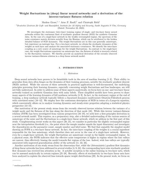 Pdf Weight Fluctuations In Deep Linear Neural Networks And A Derivation Of The Inverse