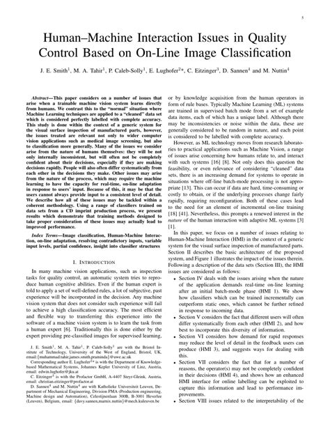 Pdf Human Machine Interaction Issues In Quality Control Based On Online Image Classification
