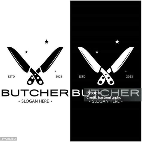 정육점 칼 빈티지 로고 일러스트 요리사 칼 로고 템플릿 비즈니스 배지 레스토랑 도살장 정육점 카페 브랜드 및 칼 가게 현대적인