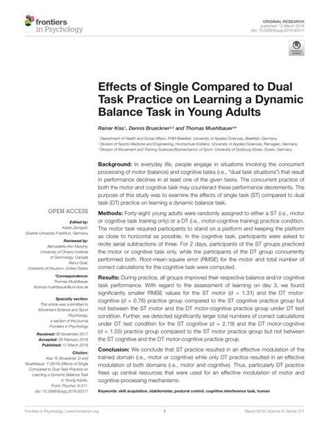 pdf effects of single compared to dual task practice on learning a
