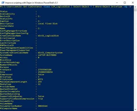 How To Get Disk Size And Disk Free Space Using Powershell Improve