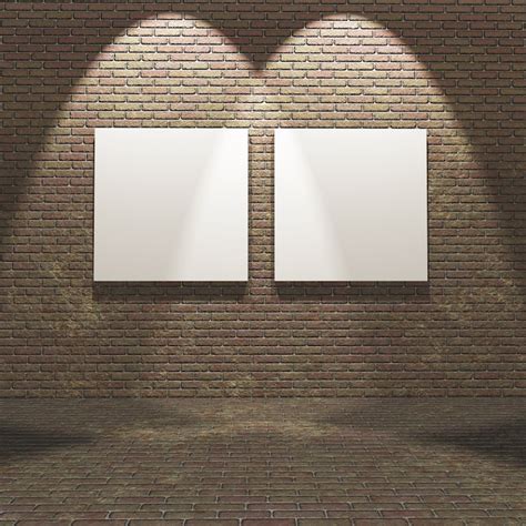 벽돌 벽에 빈 캔버스와 3d 인테리어 무료 사진