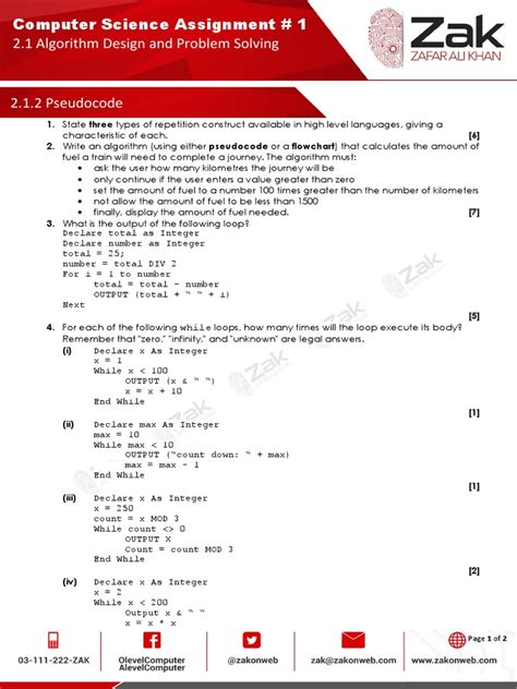 Assignment 1 212 Pseudocode And Flowcharts Download Free Pdf