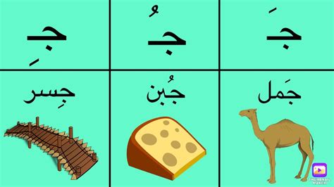 حرف الجيم بالحركات الثلاث الفتحةوللضمة والكسرة كلمات تبدء بحرف