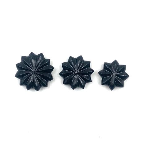 Natural Black Onyx Flower Carved Gemstone 18x4mm 16x4mm 14x4mm Etsy