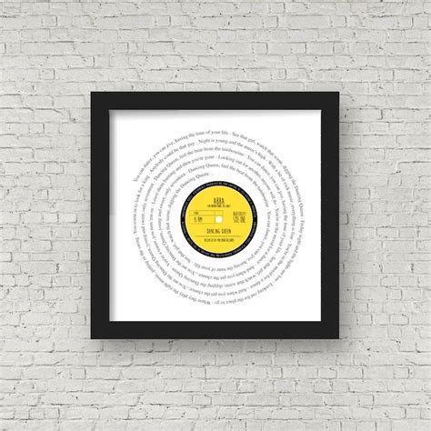 Music T Vinyl Record Lyrics Framed Print Personalised Label