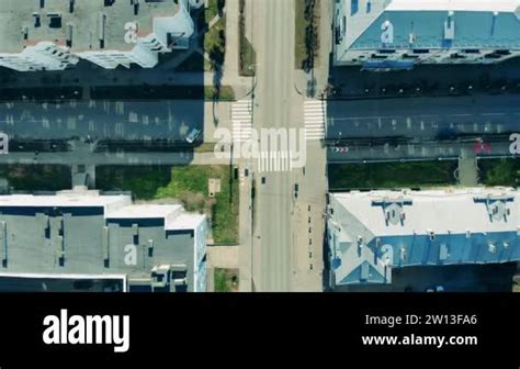 Empty Intersection And City Streets In A Top View Stock Video Footage Alamy