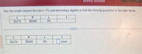 Answered Use The Simple Interest Formula 1 Prt And Elementary Algebra