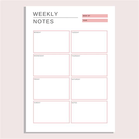 Weekly Notes Sheet To Do Checklist Printable Daily Notes Note Taking Sheet Weekly Planner