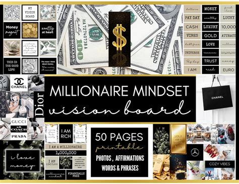 2026 Millionaire Mindset Vision Board Printable Kit With Affirmations