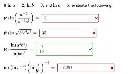 Solved If Lna 2 Lnb 3 And Lnc 5 Evaluate The Following