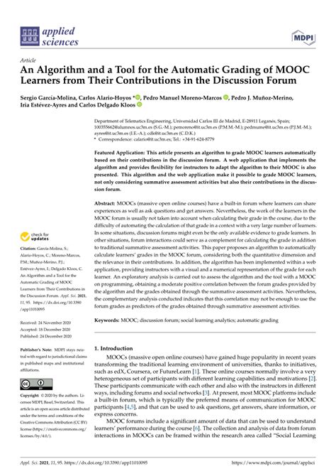 Pdf An Algorithm And A Tool For The Automatic Grading Of Mooc