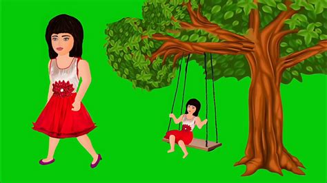 छोटी लड़की कार्टून कैरेक्टर ग्रीन स्क्रीन वीडियो। Cartoon Character