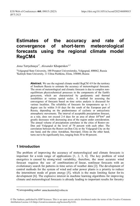 Pdf Estimates Of The Accuracy And Rate Of Convergence Of Short Term Meteorological Forecasts