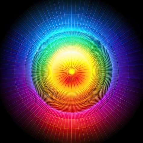 A Colorful Image Of A Rainbow Colored Circle With A Yellow Center