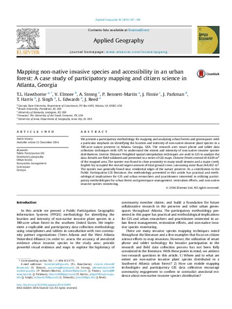 Pdf Mapping Non Native Invasive Species And Accessibility In An Urban
