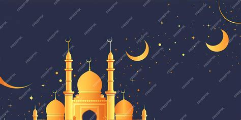 Mosque Silhouette At Sunset Islamic Background Yellow Mosque Silhouette