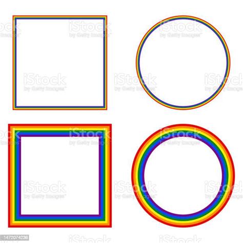 Lgbt 아이콘 둥글고 제곱된 프레임에 플래그를 표시합니다 템플릿 테두리 벡터 그림입니다 사랑이 승리합니다 무지개 색상의 Lgbt 로고 기호 게이 프라이드 컬렉션