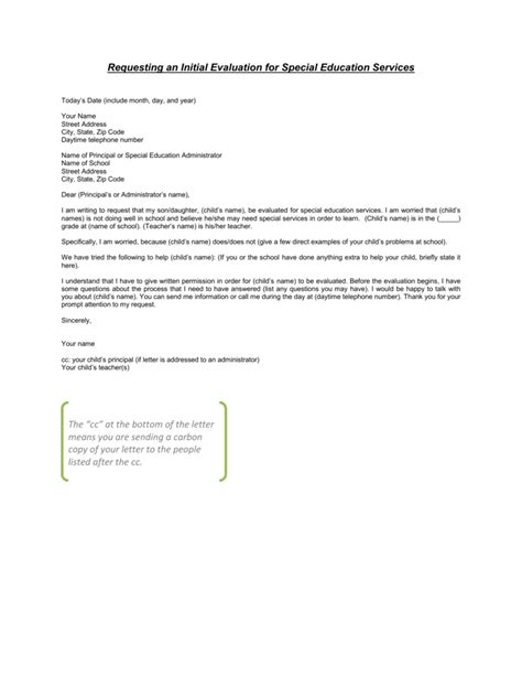 Iep Evaluation Request Letter Template