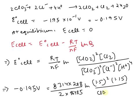 Solved Chlorine Dioxide Is Produced By The Following Reaction Of