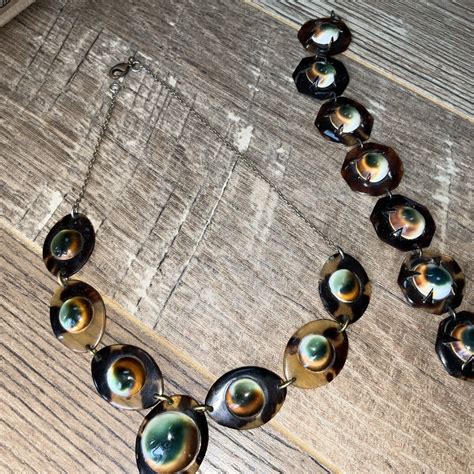 Vintage Operculum Shell Matching Necklace And Bracelet Gem Vintage Operculum Shell Matching Necklace And Bracelet Gem