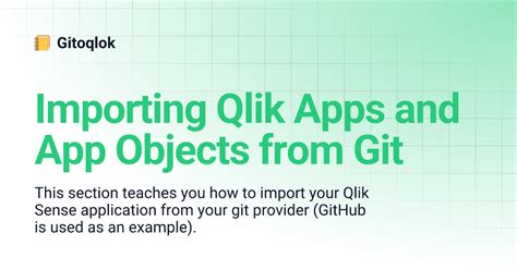 Importing Qlik Apps And App Objects From Git Gitoqlok