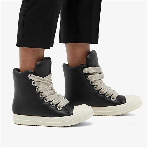 Rick Owens Womens Jumbo Lace Padded Sneakers In Black Rick Owens