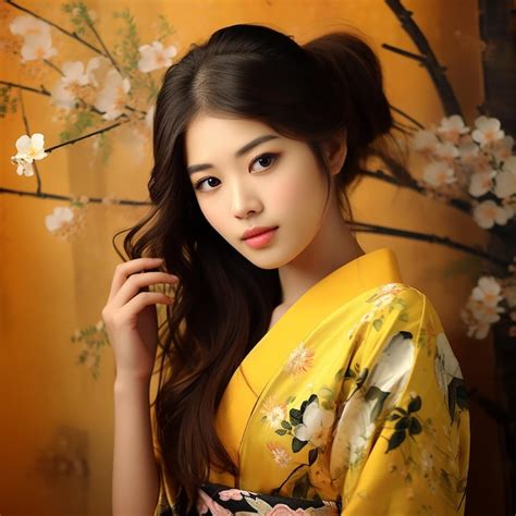 Premium Ai Image Pictures Of Beautiful Japanese Girls Yellow Background
